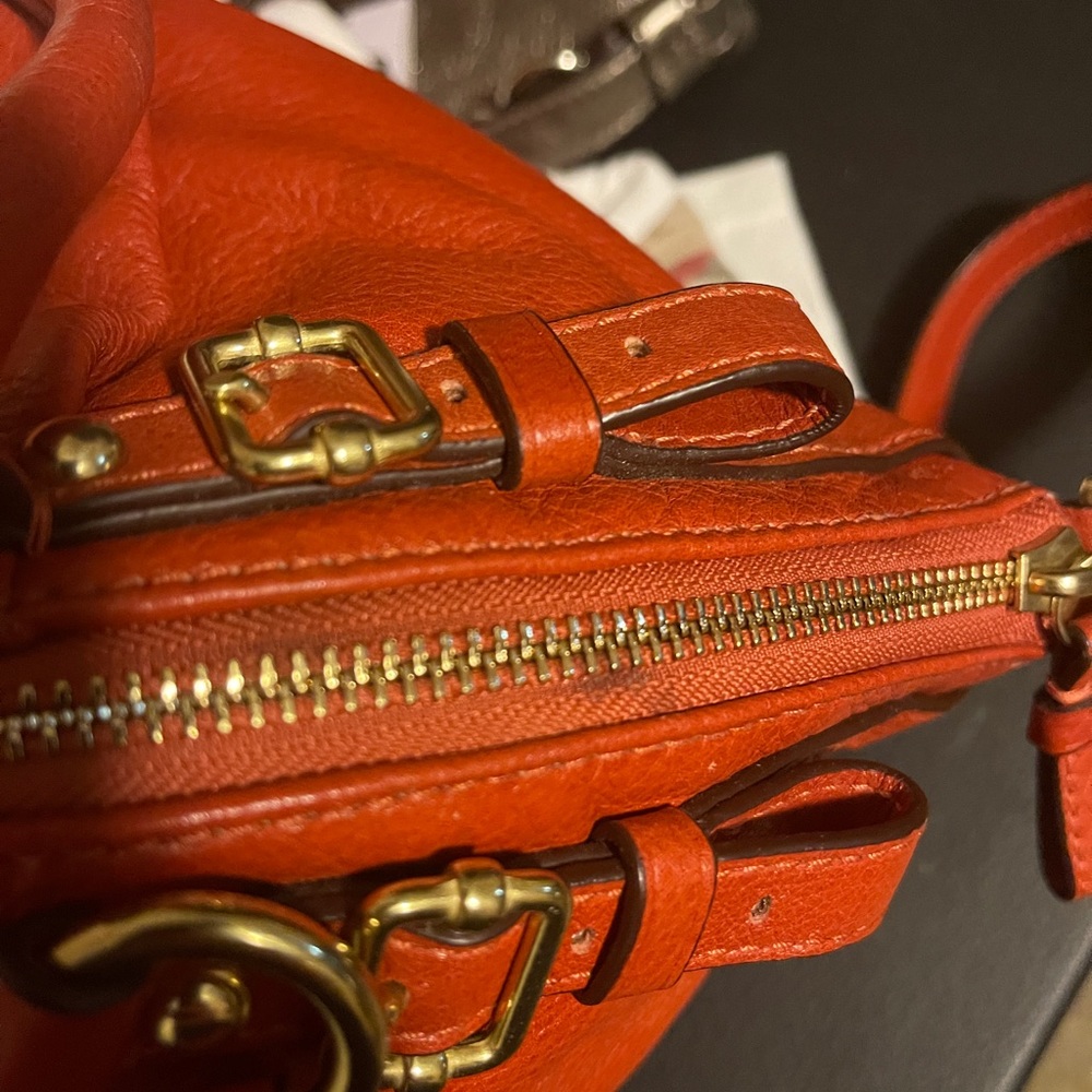 Coach Leather Madison Lindsay Orange Hobo Bag - Gem